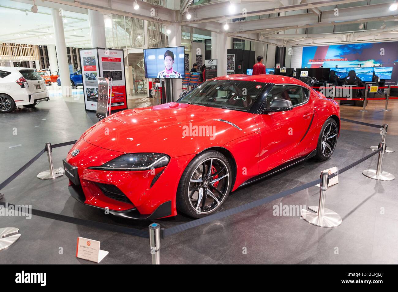 Odaiba, Tokyo, Japan - January 2, 2020: Red Toyota GR Supra. Front view ...