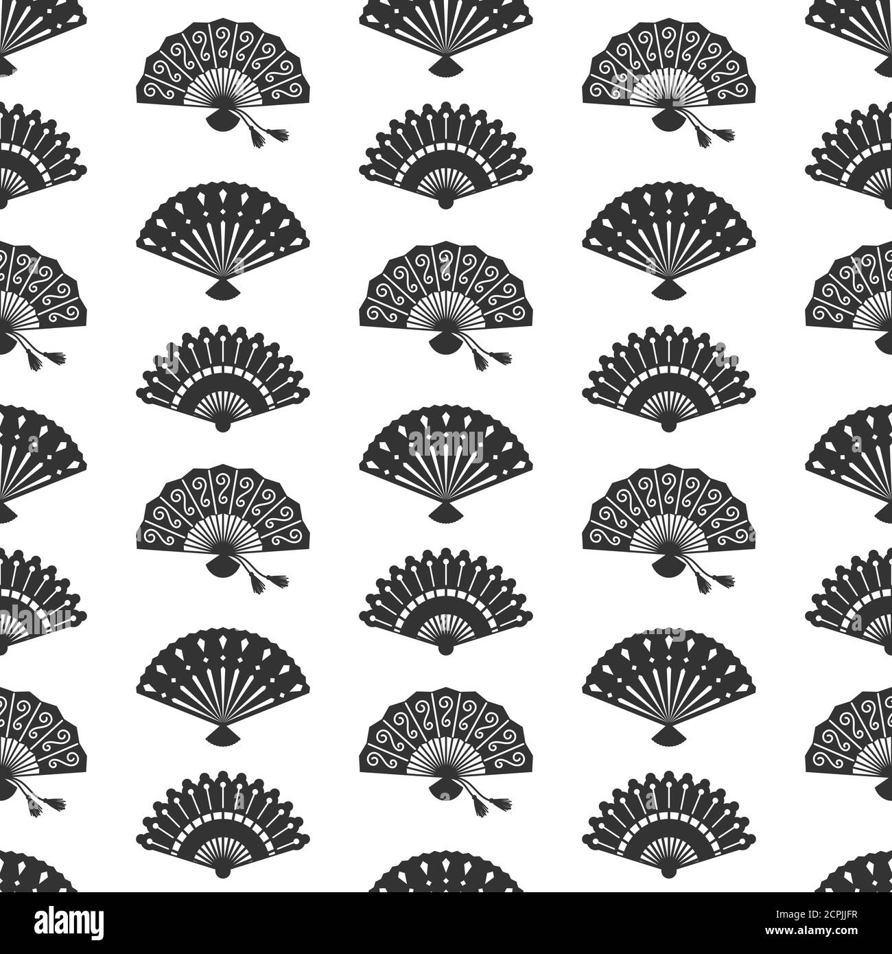 Oriental grey fans silhouettes vector seamless pattern Stock Vector ...