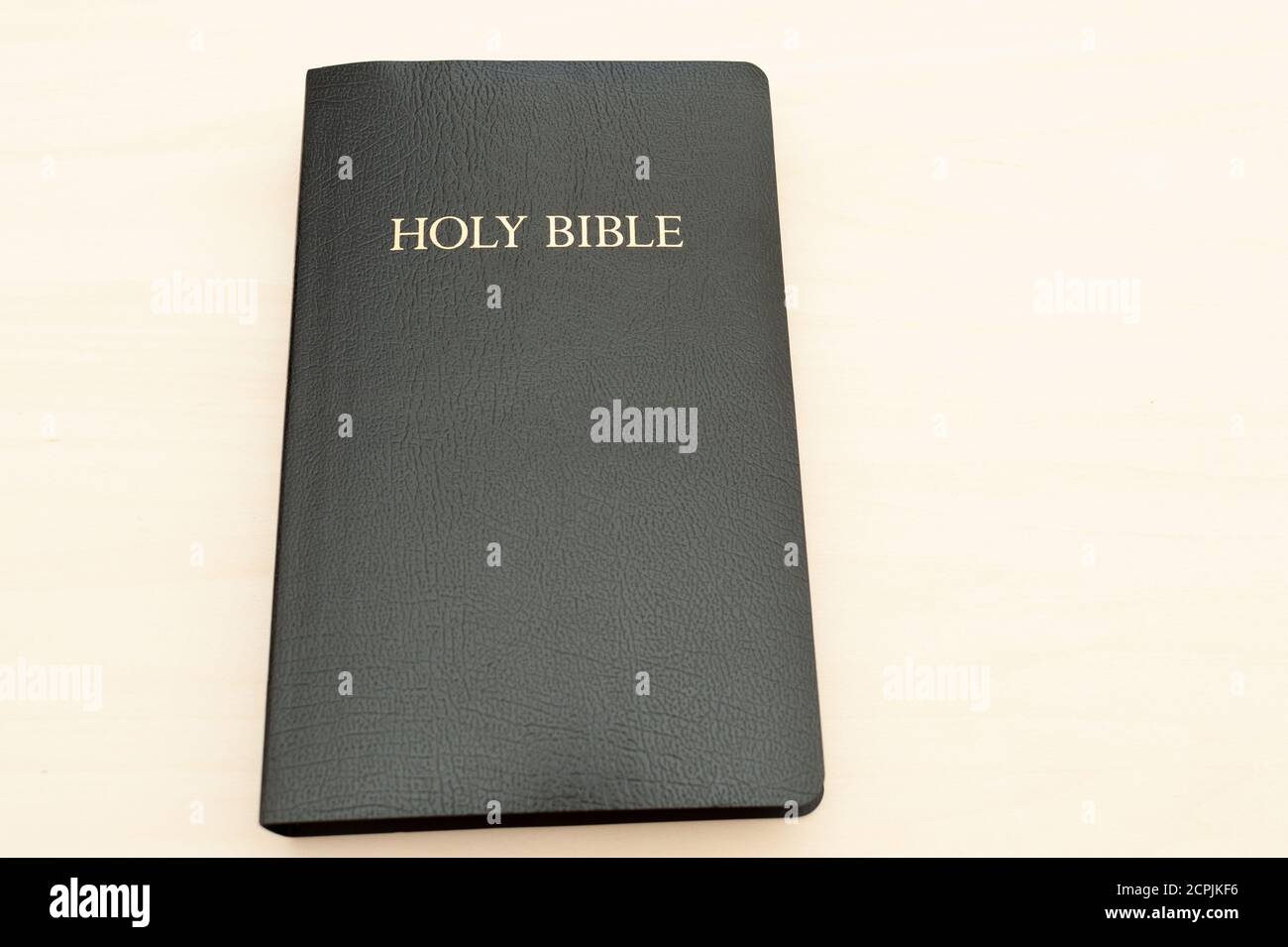 Holy Bible isolated on beige background. Top view. Copy space Stock ...