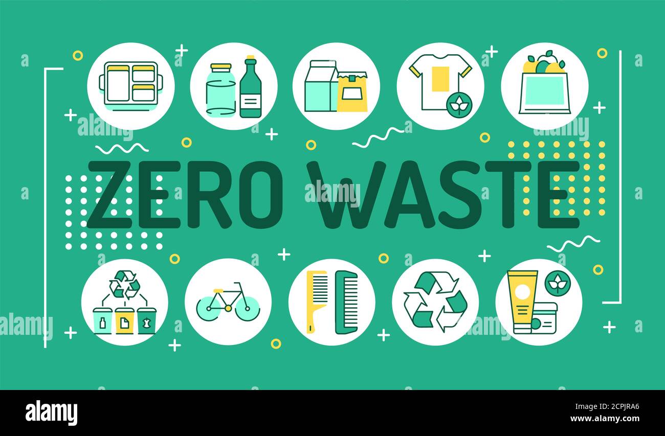 Zero waste word lettering typography. Recyclable materials. Eco ...