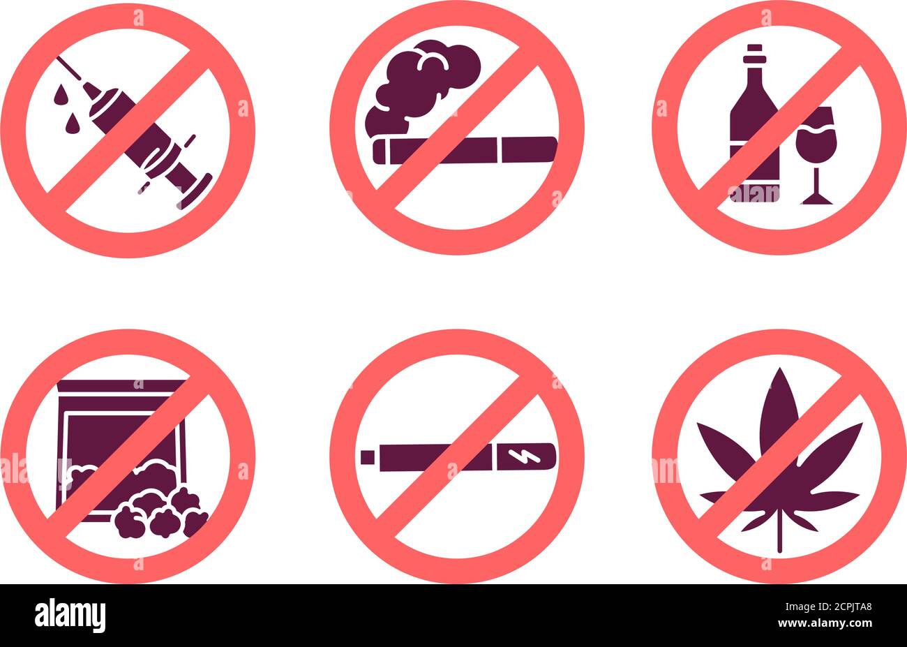 Health risk color glyph icons set. Forbidden signs. Pictograms for web ...