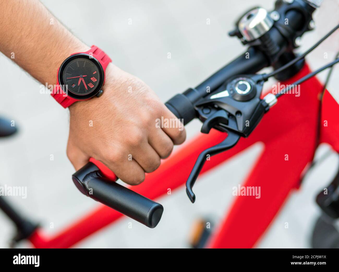 Red handlebar grips hi-res stock photography and images - Alamy