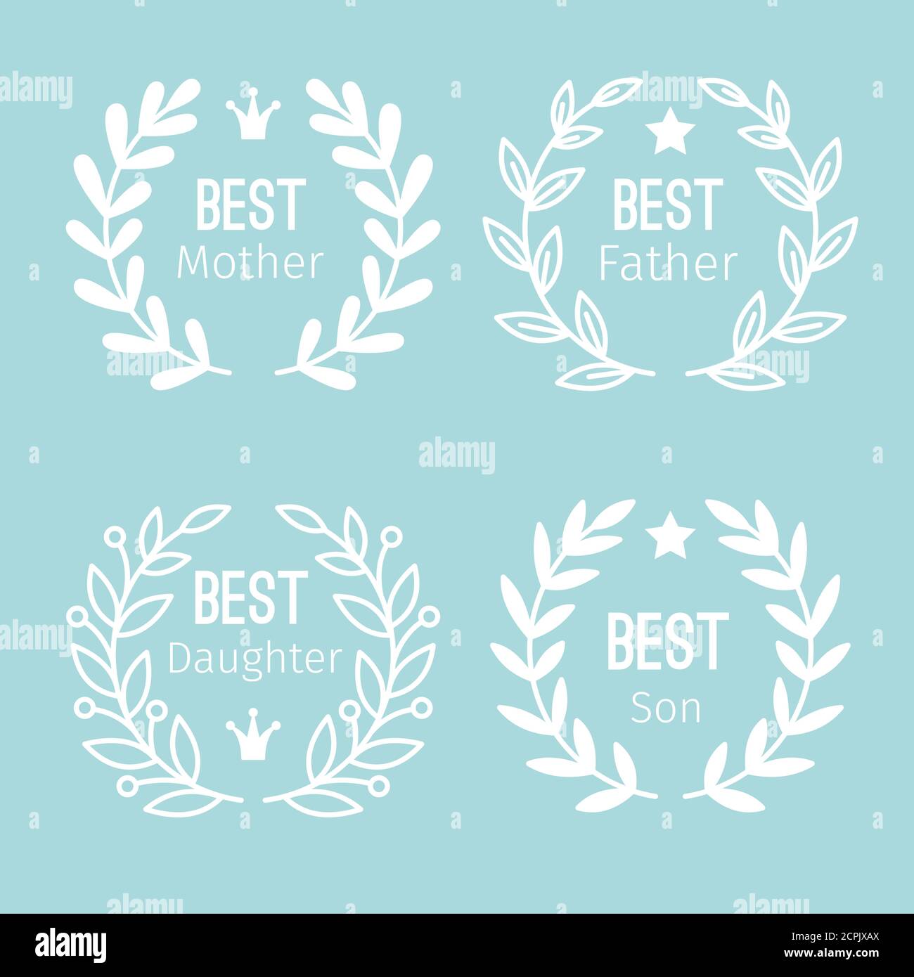 Wreath label. Wreaths emblem or tag, line floral garland stamp or ...