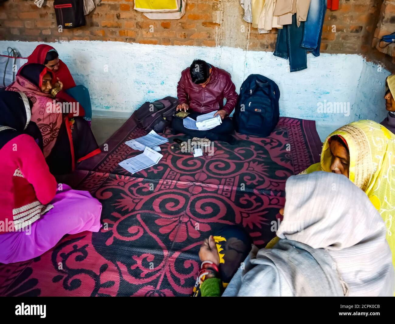DISTRICT KATNI, INDIA - JANUARY 16, 2020: Indian village women crowd ...