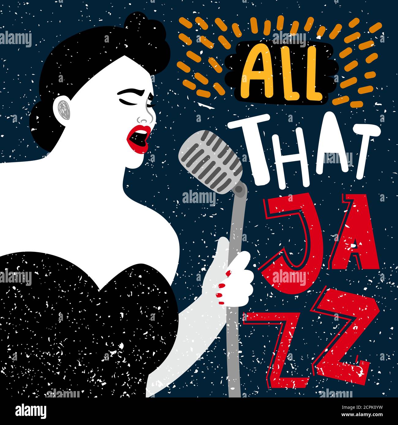 Music banner with female singer. All that jazz vector illustration ...