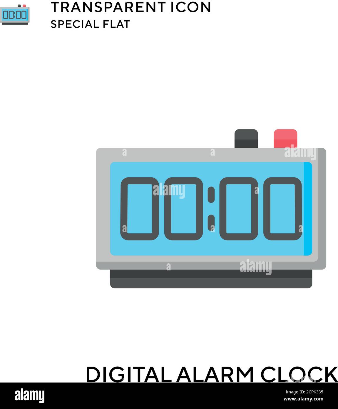 Digital alarm clock vector icon. Flat style illustration. EPS 10 vector ...