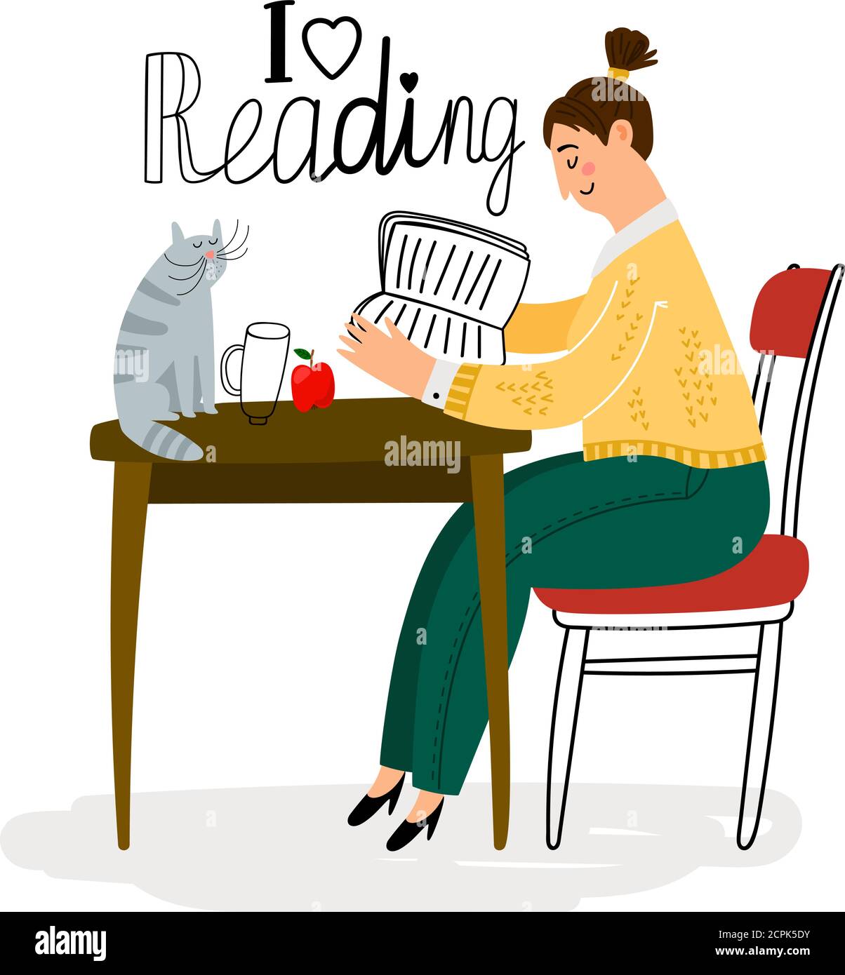 Reading girl. Beauty casual student woman girls love to read books with ...