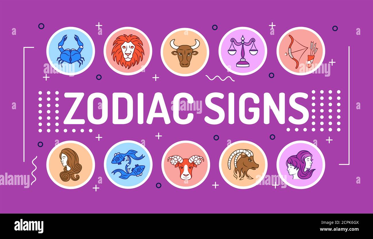 Zodiac signs word lettering typography. Astrology. Horoscope ...