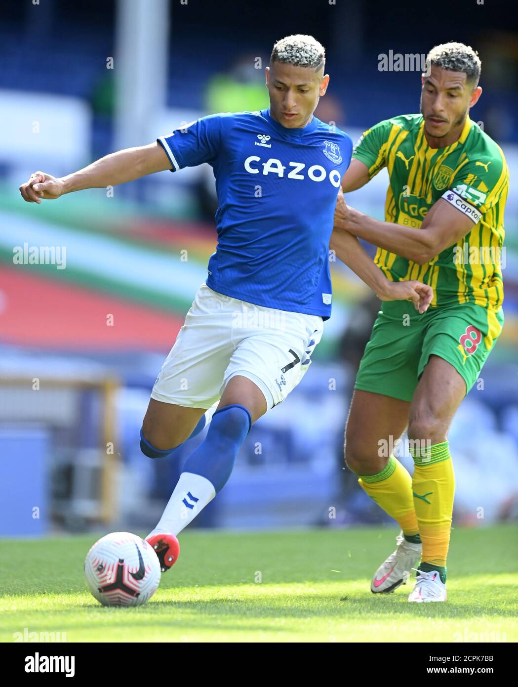 Everton's Richarlison (left) and West Bromwich Albion's Jake Livermore ...