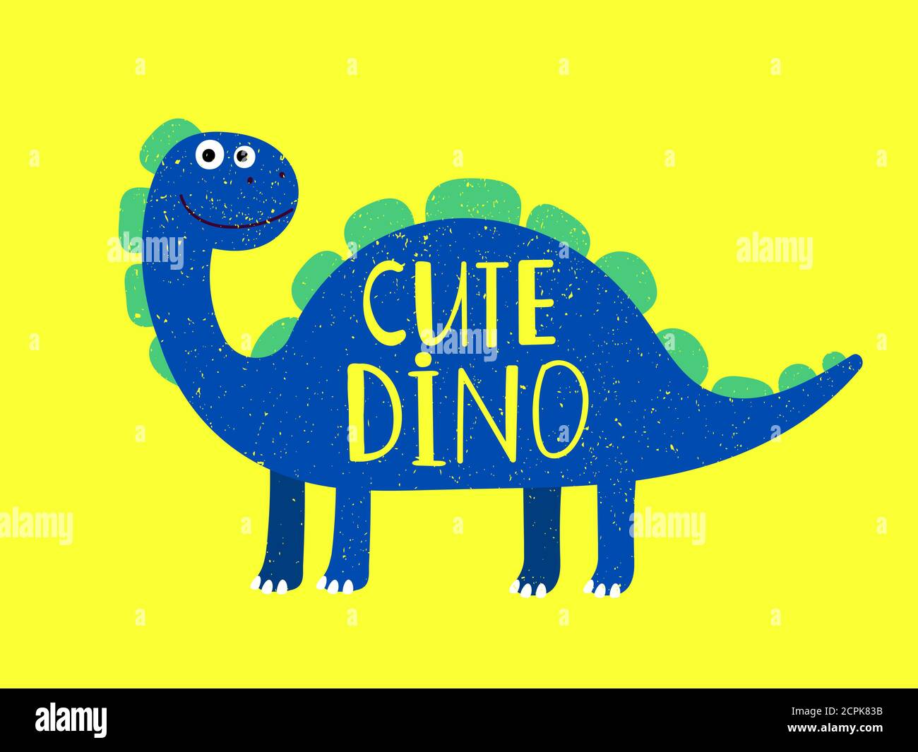 Cartoon cute dino flat style isolated on yellow. Vector dinosaur and ...