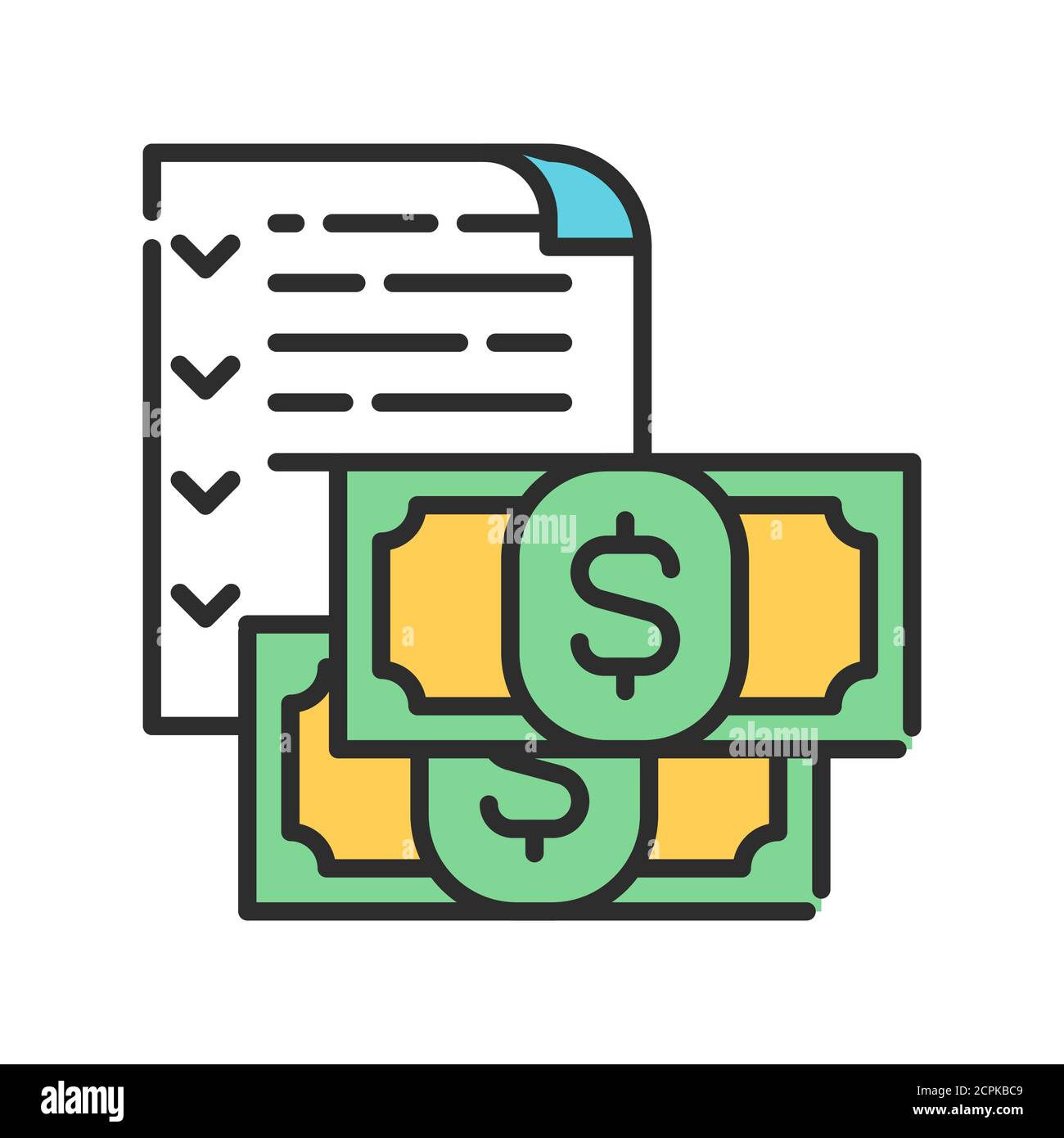 Budget color line icon. Report and financial statements. Bookkeeping ...