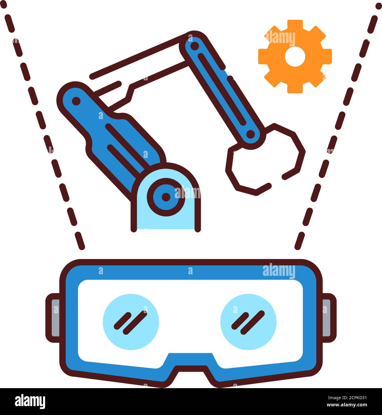 VR manufacturing color line icon. Cyber technology. Pictogram for web ...