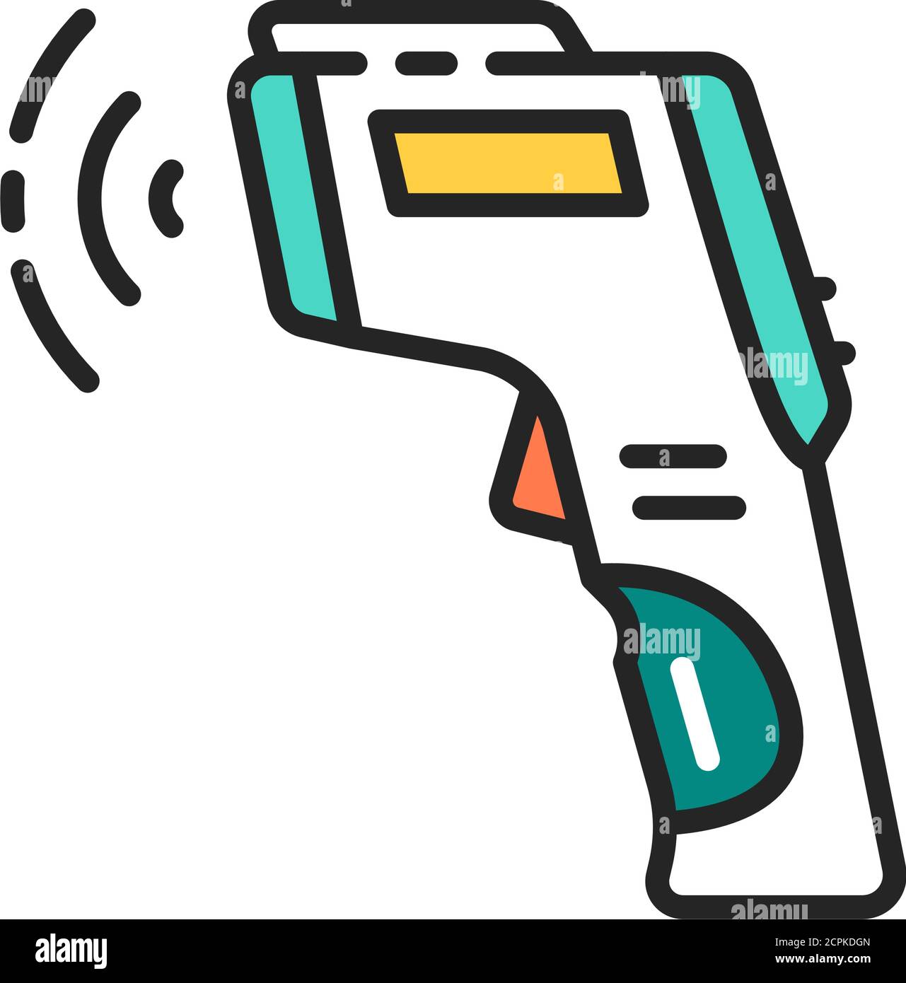 Non-contact infrared thermometer color line icon. Epidemic prevention ...