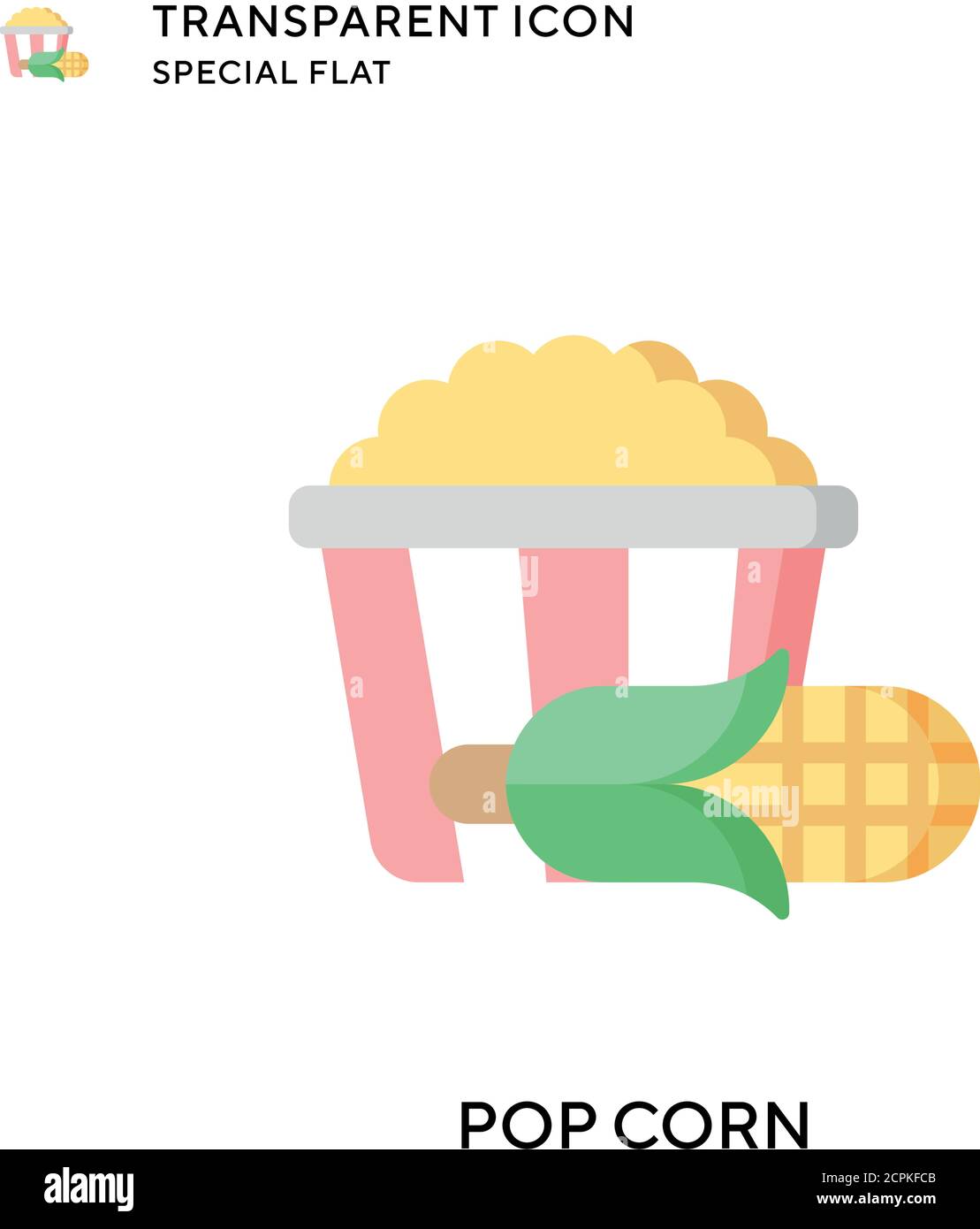 Pop corn vector icon. Flat style illustration. EPS 10 vector Stock ...