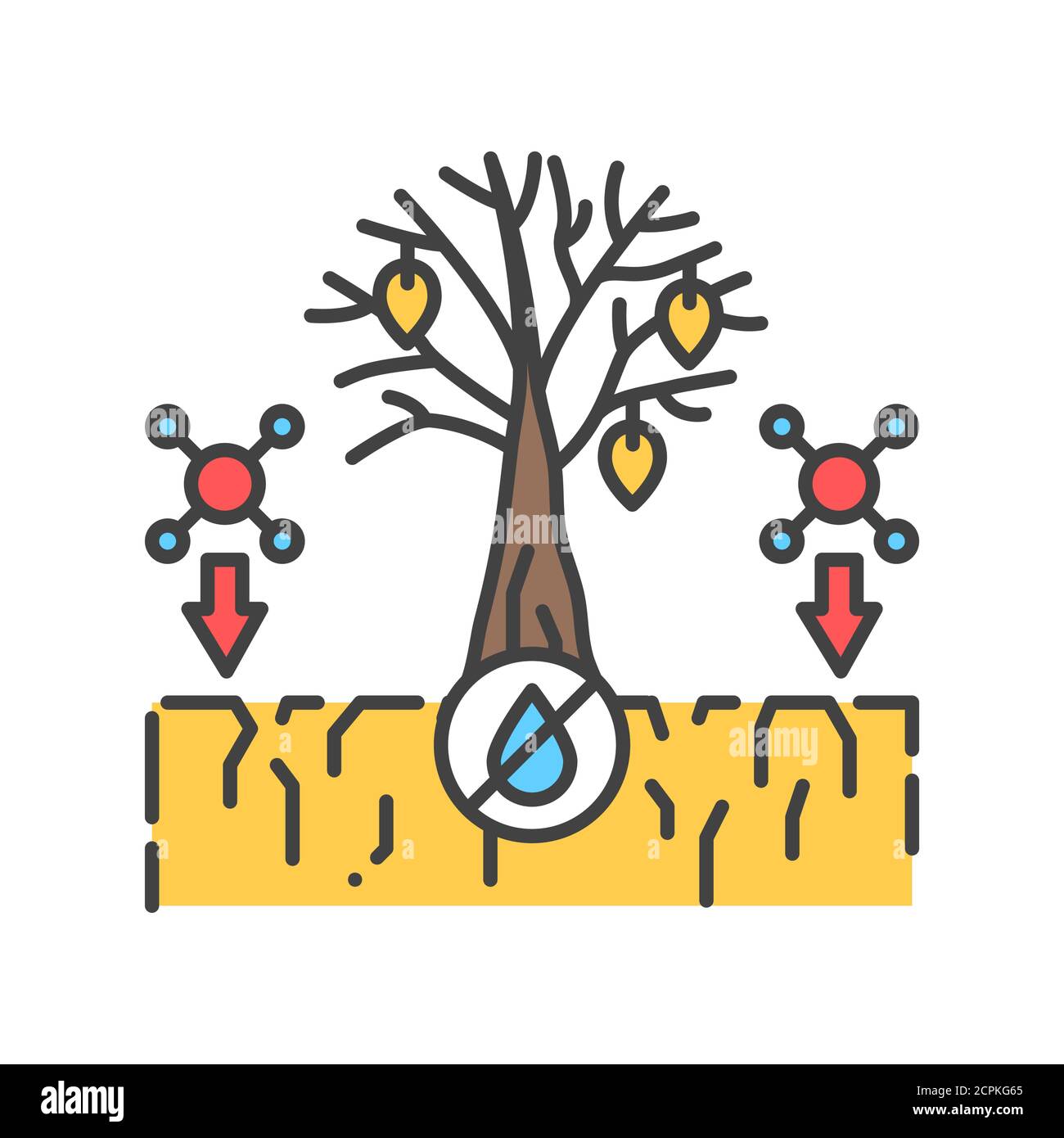 Soil pollution color line icon. Environmental problems. Sign for web ...