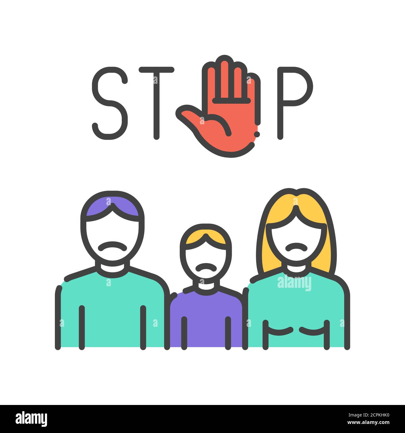 Stop violence color line icon. Protection of victims of bullying ...