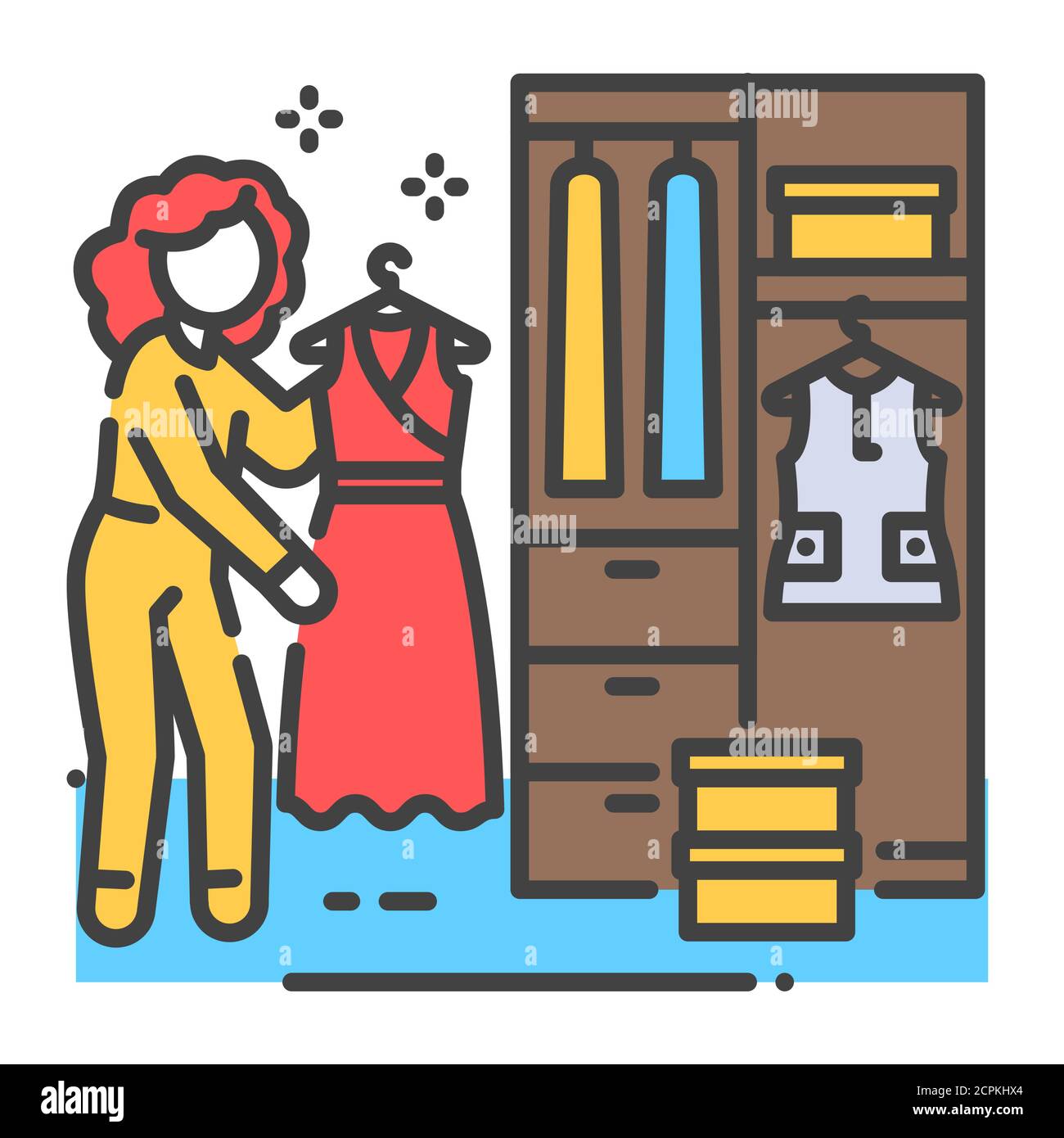 Woman sorting wardrobe Stock Vector Images - Alamy