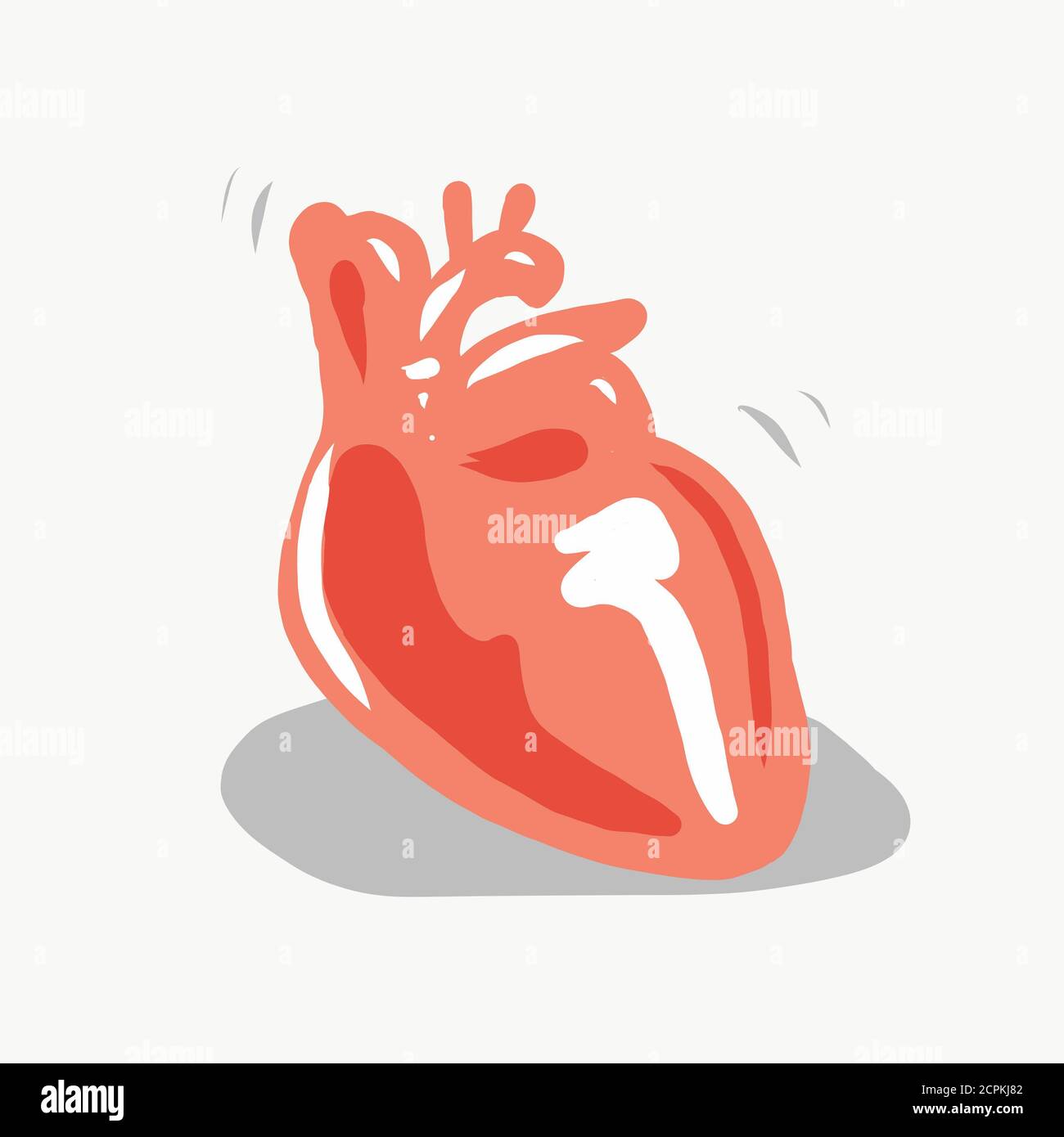 Realistilc heart drawing. Cartoon illustration Stock Photo - Alamy