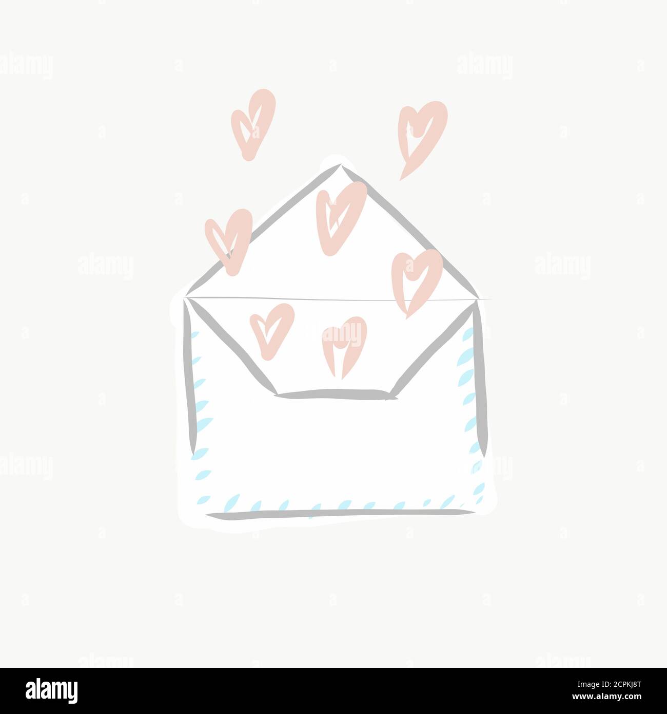 Hearts open envelope logo drawing Stock Photo - Alamy