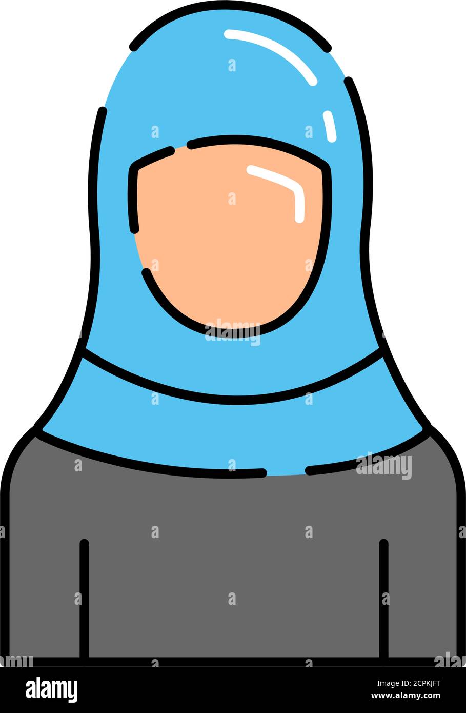 Arabic muslim female in traditional cloth color line icon. Pictogram ...