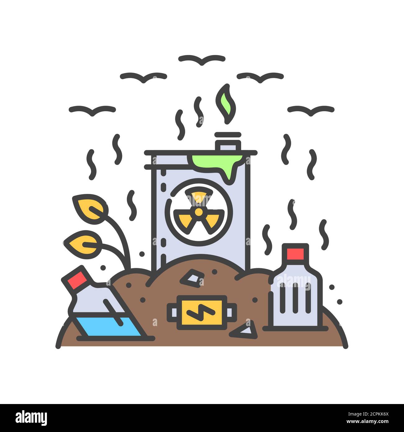 Land degradation color line icon. Ecological disaster. Sign for web ...