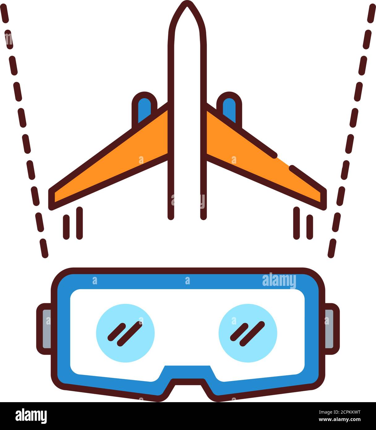 VR aviation color line icon. Pilot training and simulation. Smart ...