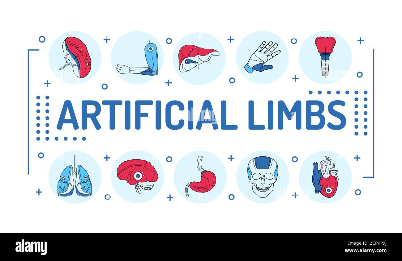 Artificial limbs word lettering typography. Prosthetic implants of ...