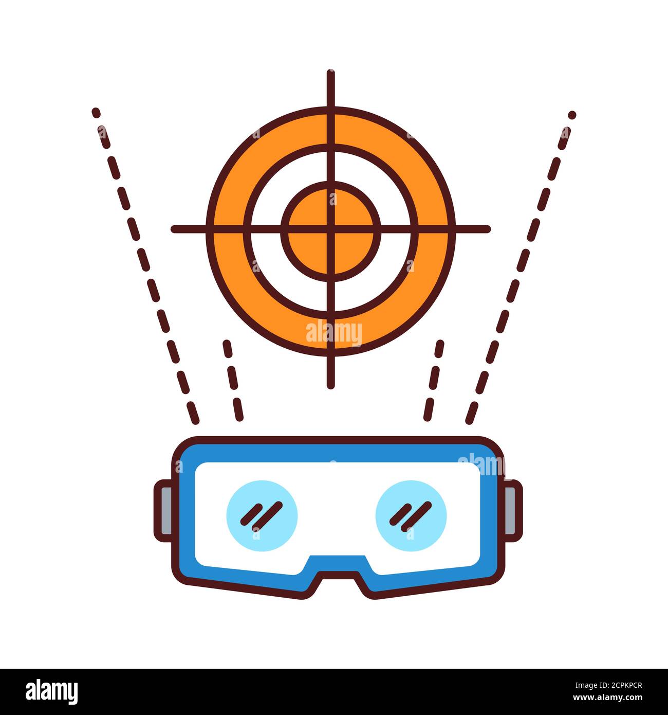 VR military training color line icon. Cyber technology. Pictogram for ...