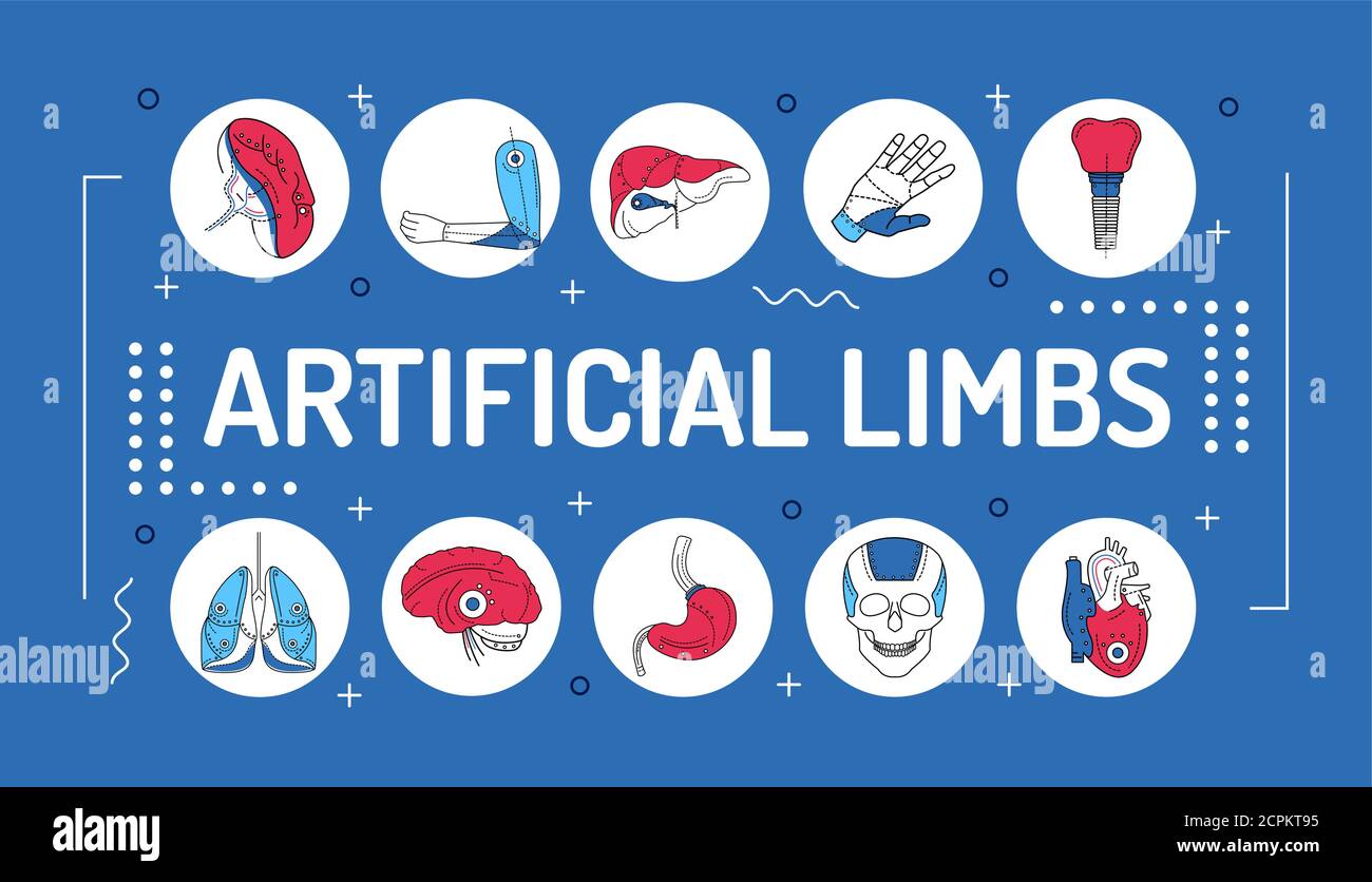 Artificial limbs word lettering typography. Prosthetic implants of ...