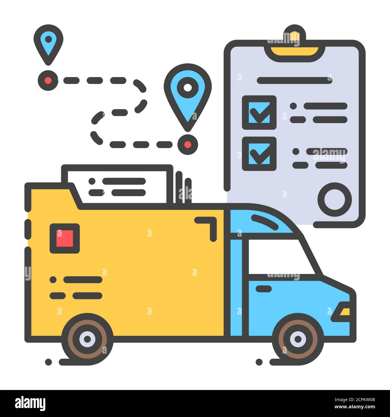 Delivery document color line icon. Freight transport sign. Express ...
