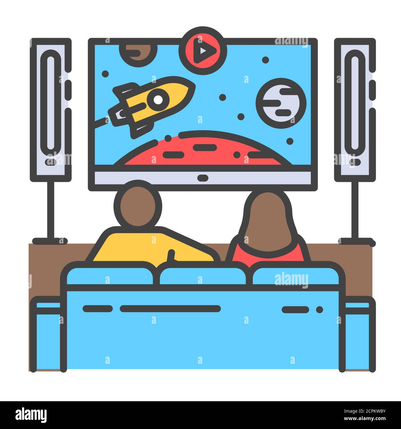 Movie streaming living room Cut Out Stock Images & Pictures - Alamy