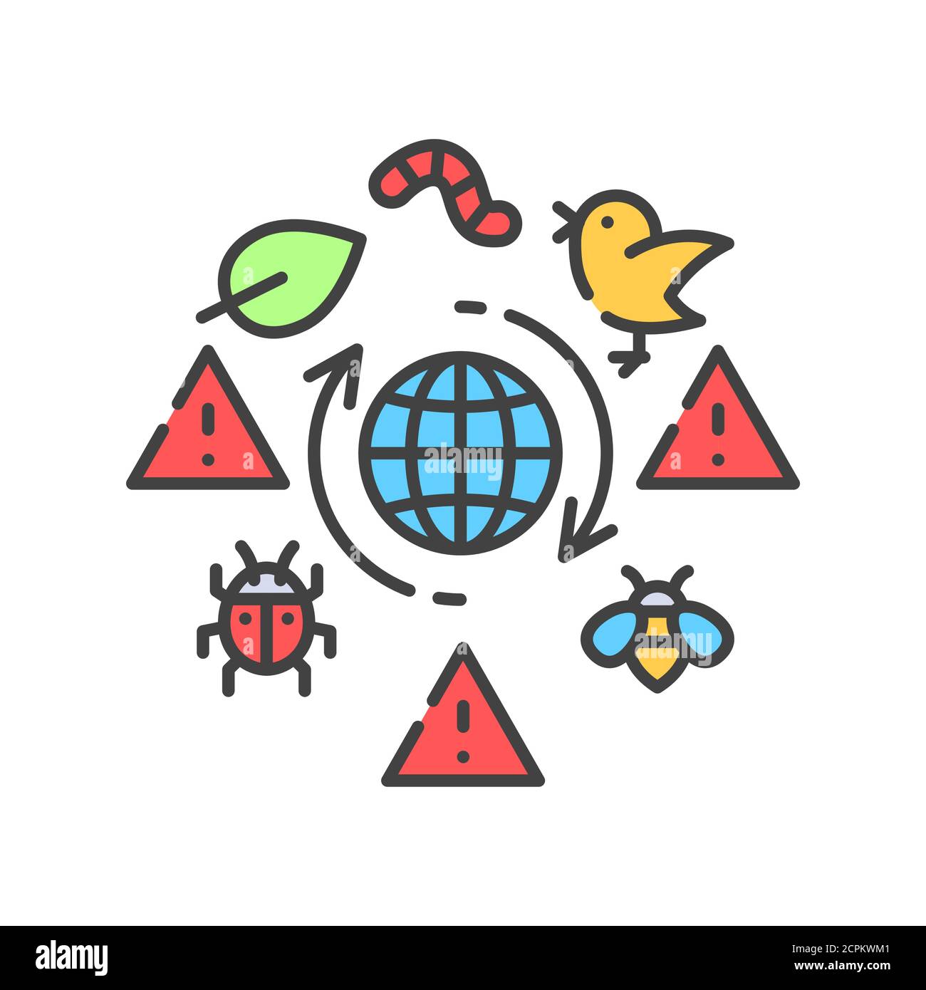 Biodiversity loss color line icon. Extinction animal species ...