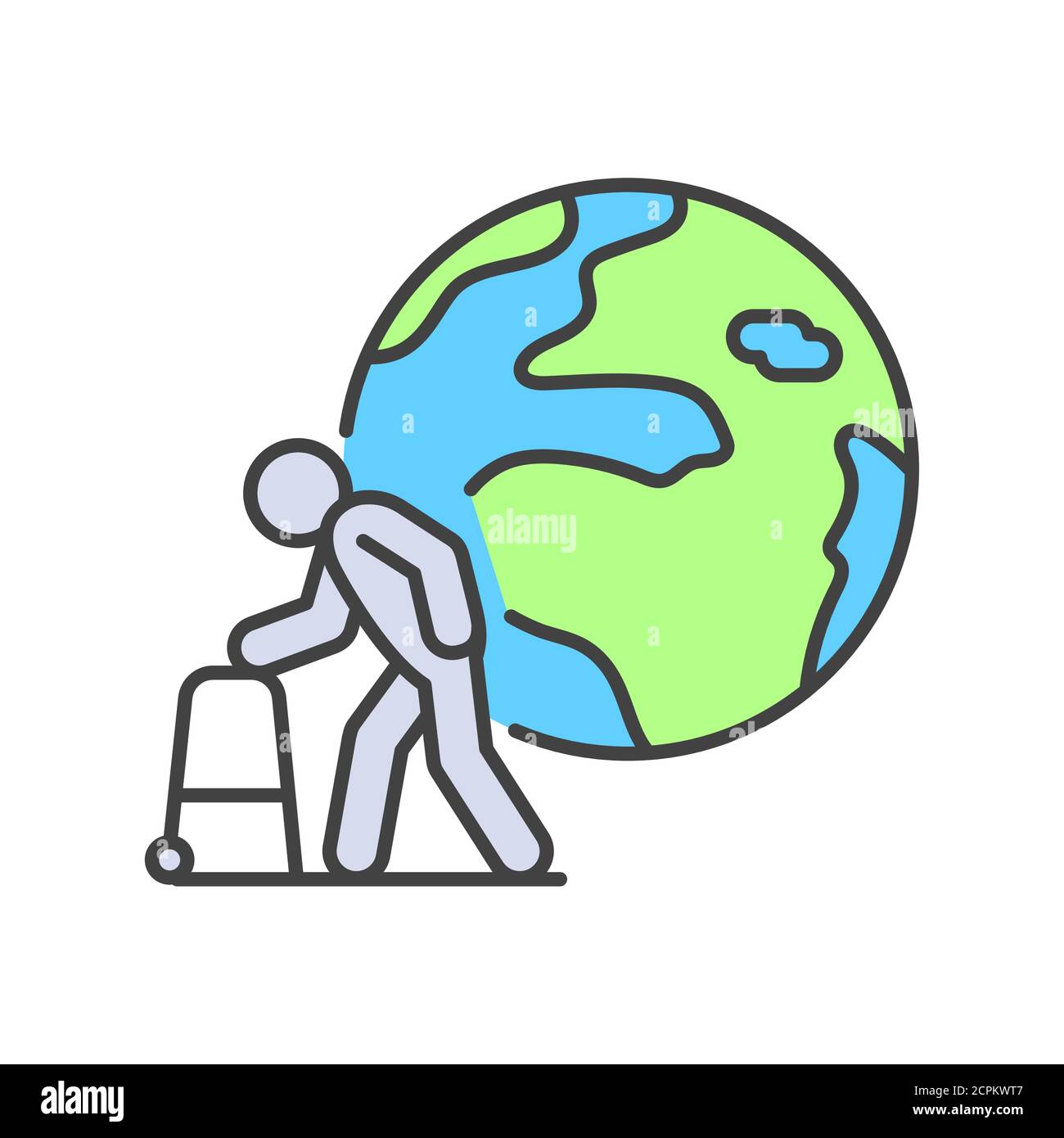 Population ageing color line icon. Environmental problems. Sign for web ...