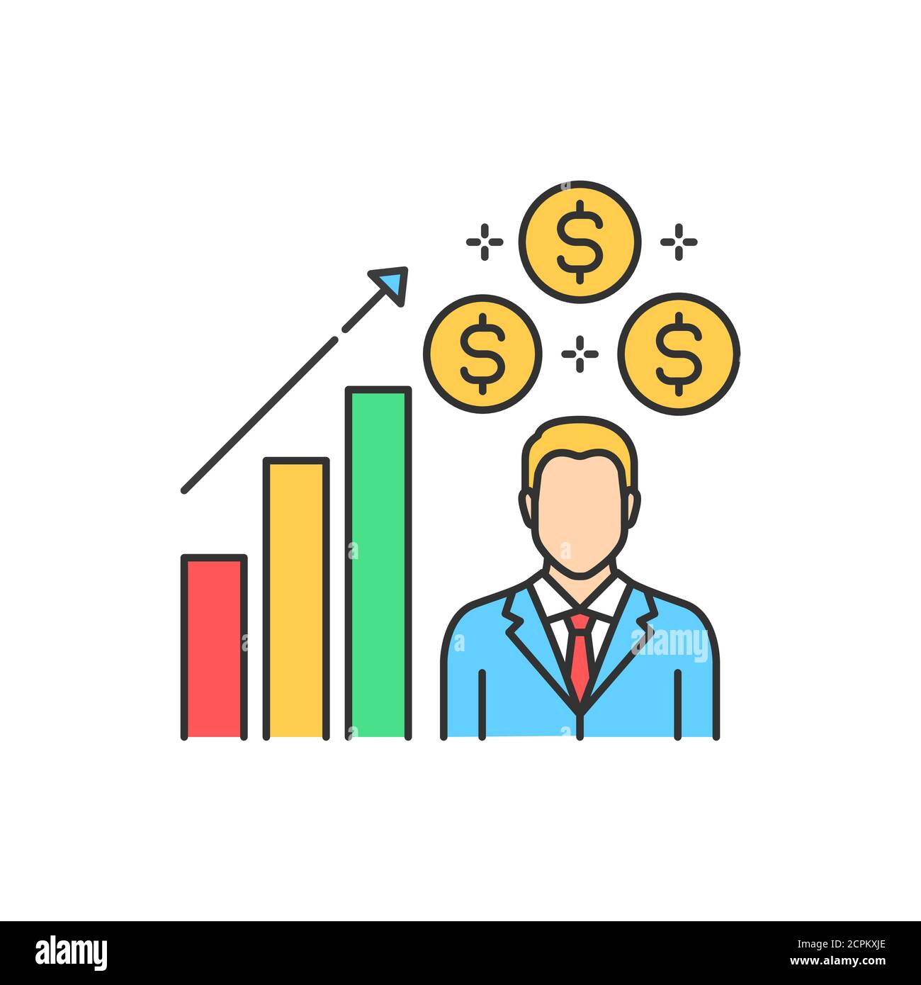 Investor color line icon. Financial consulting, investment and savings ...