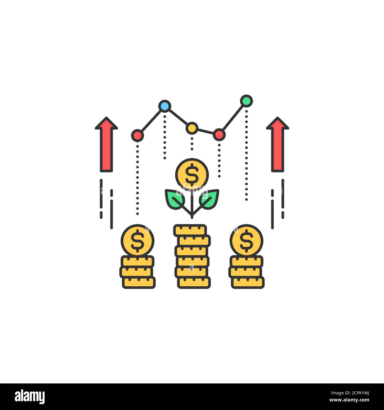 Income increase color line icon. Progress marketing. Pictogram for web ...