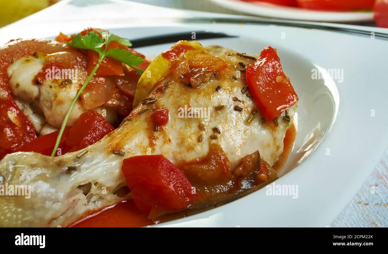 Pan Grilled Chicken in Peperonata. classic Italian side of tangy stewed ...