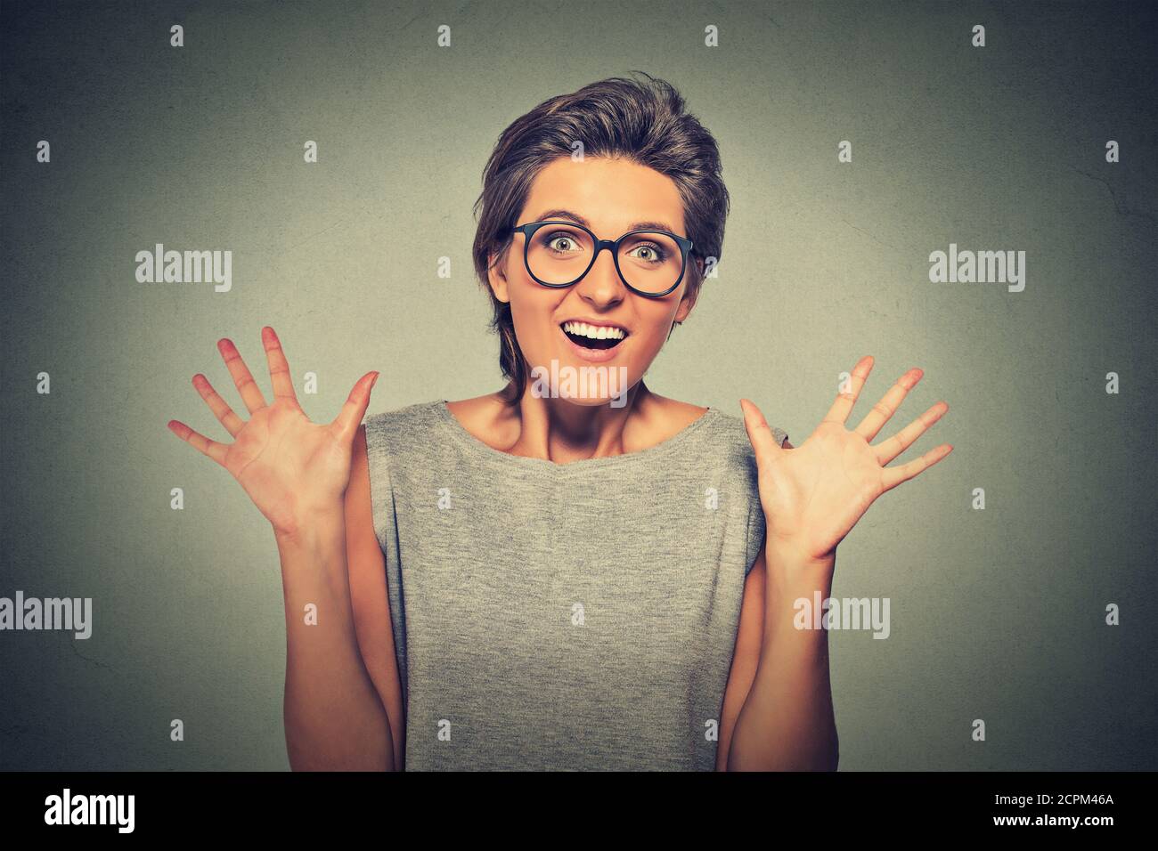 super excited funky young girl looking thrilled very happy isolated on ...