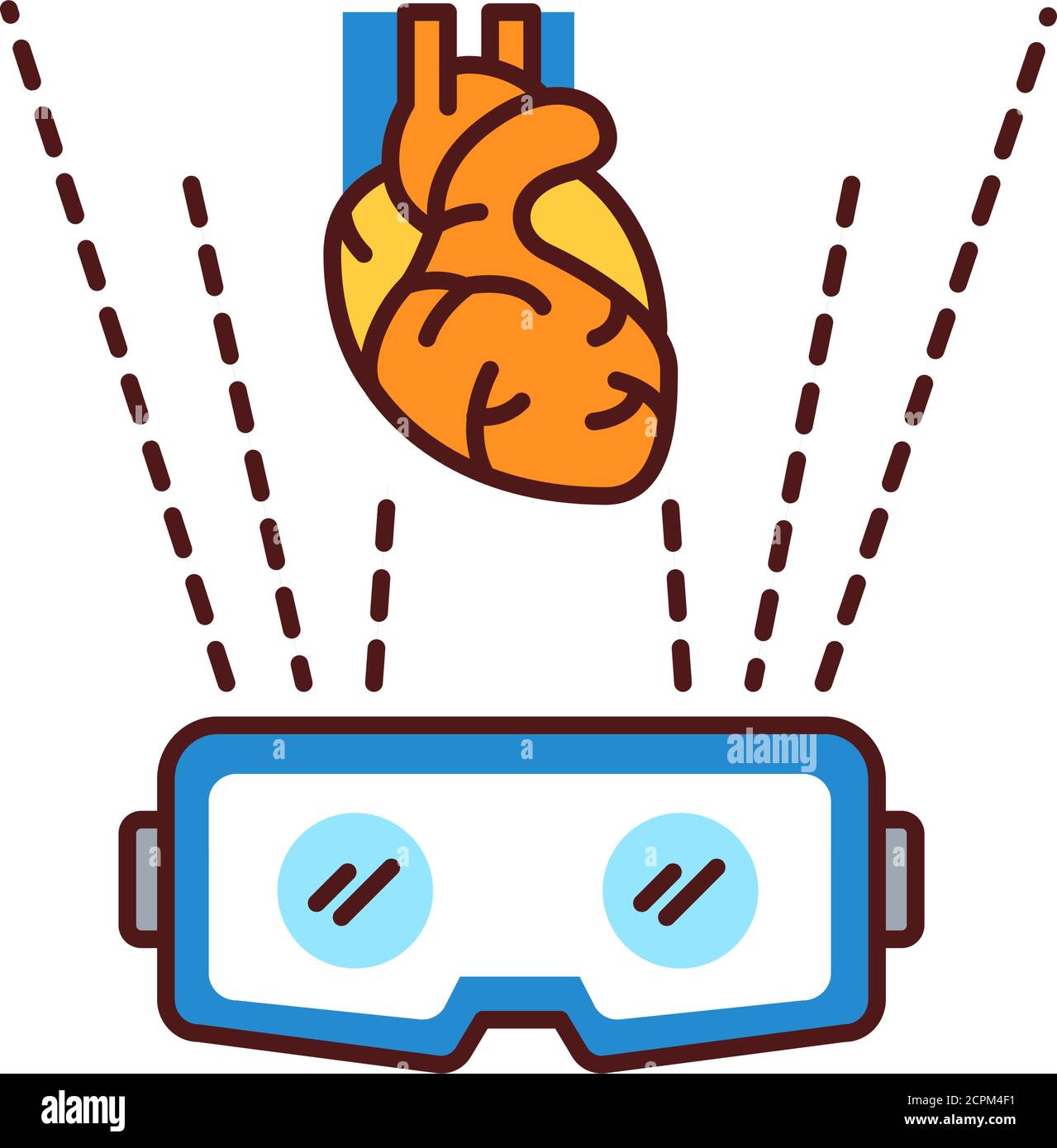 VR cardiac surgery color line icon. Virtual reality in medicine ...