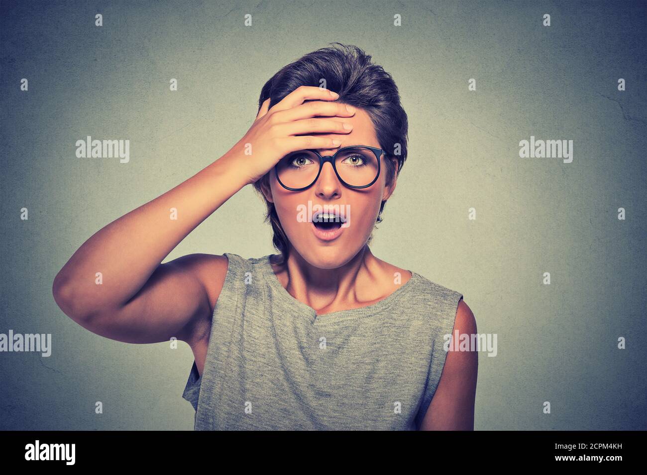 Concerned scared woman Stock Photo - Alamy