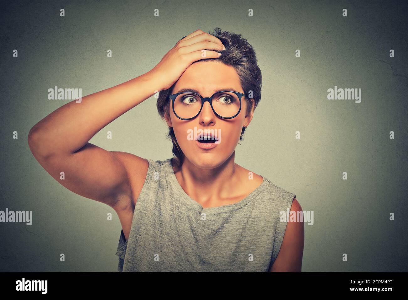 Surprise astonished woman. Closeup portrait woman with glasses looking ... Surprise astonished woman. Closeup portrait woman with glasses looking ...