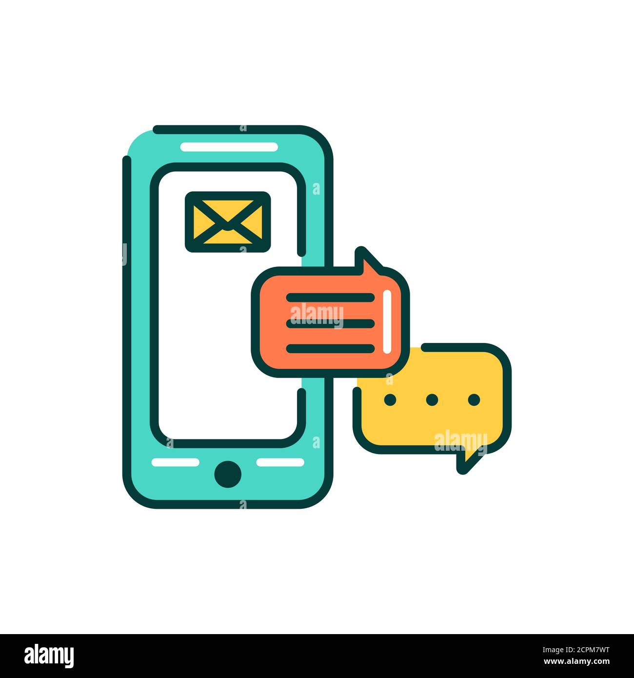 Messenger mobile application in smartphone color line icon. Pictogram ...