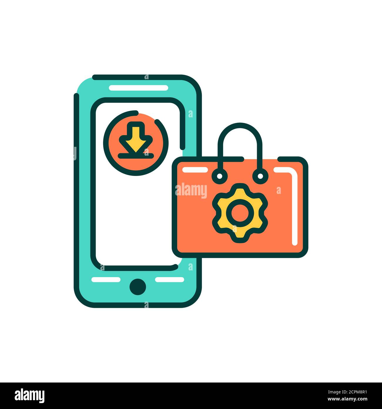 App store mobile application in smartphone color line icon. Pictogram ...