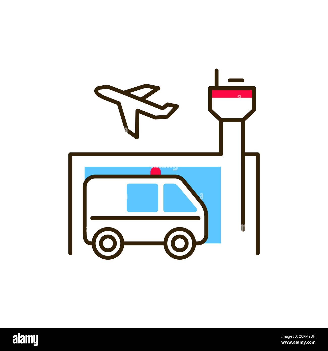 Emergency assistance at airport color line icon. Safe travel. Pictogram ...