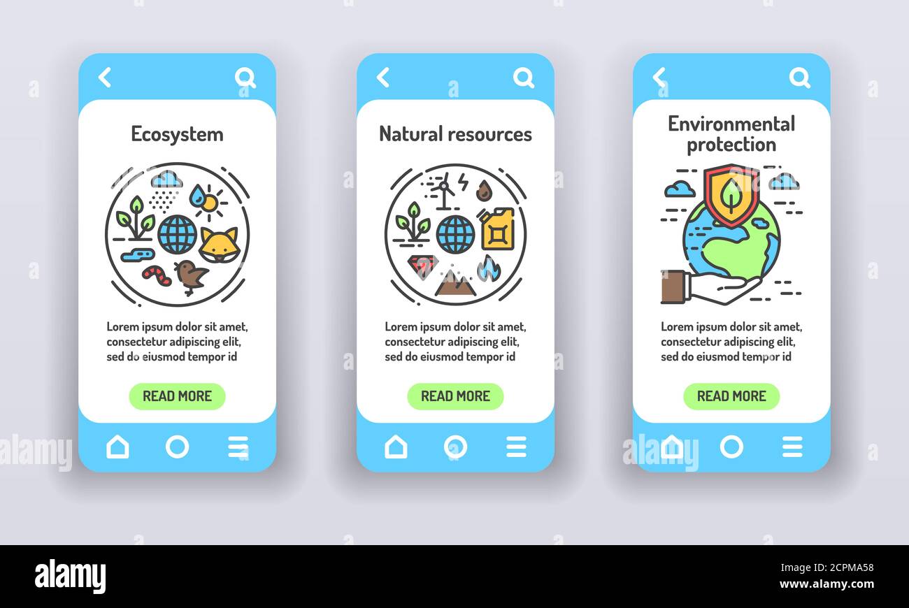 Eco System On Mobile App Onboarding Screens Ecosystem Environment