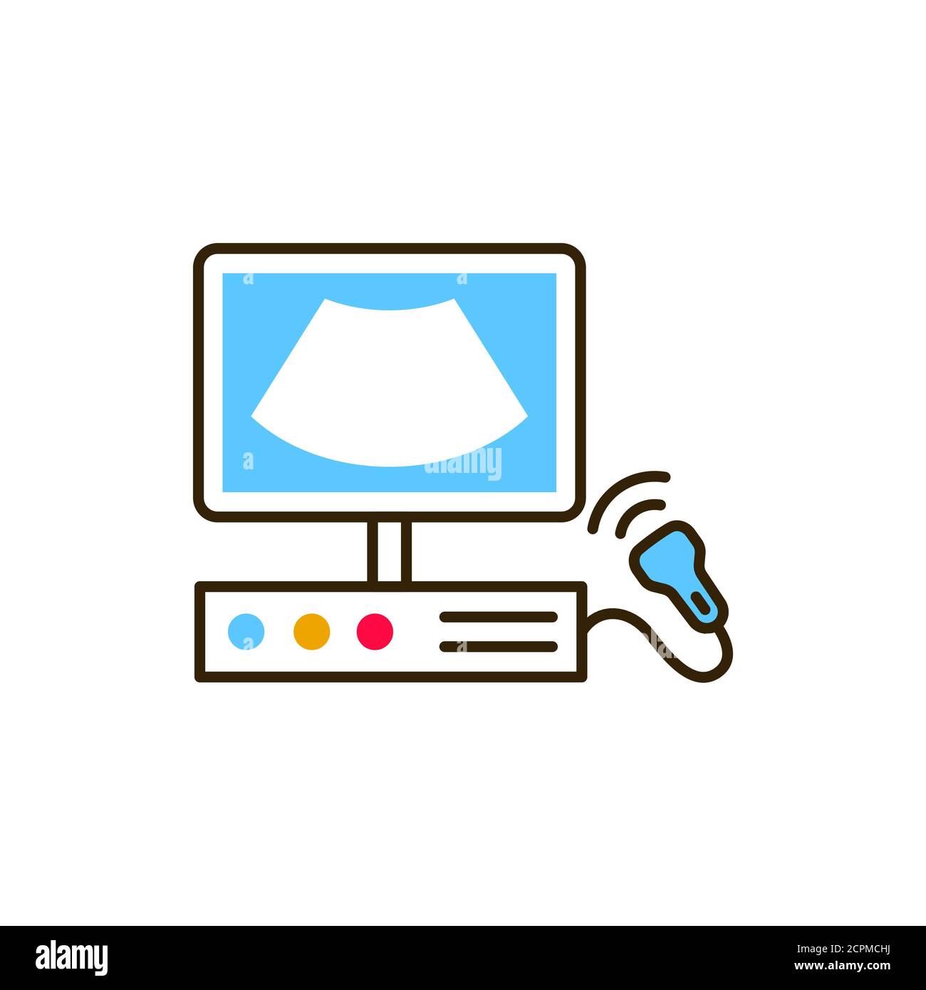 Ultrasonic diagnostic system color line icon. Medical and scientific ...