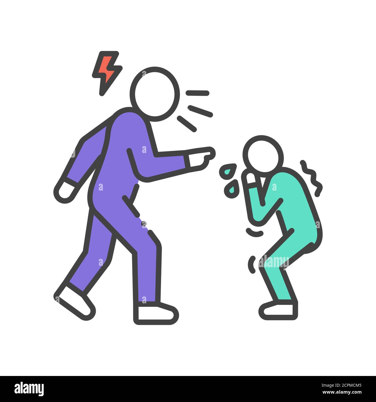 Parent bullying kid color line icon. Human rights. Child abuse ...