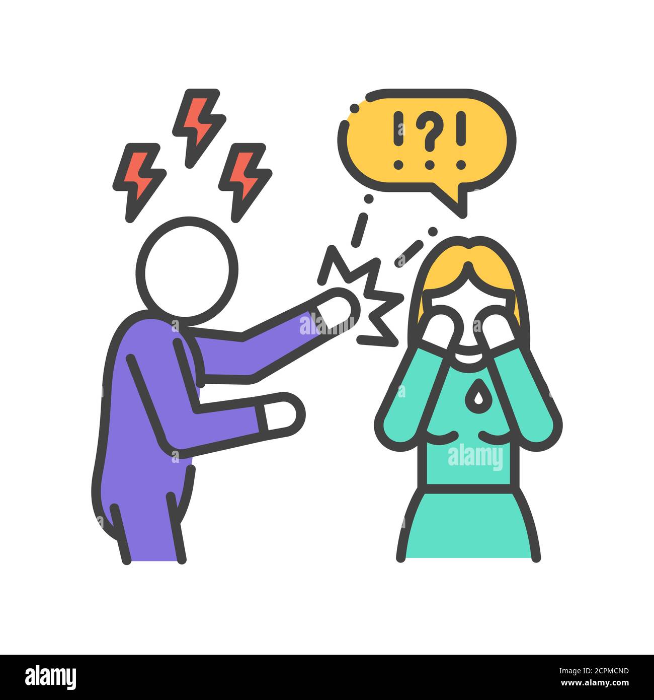 Violence in family color line icon. Men bullying women. Sign for web ...