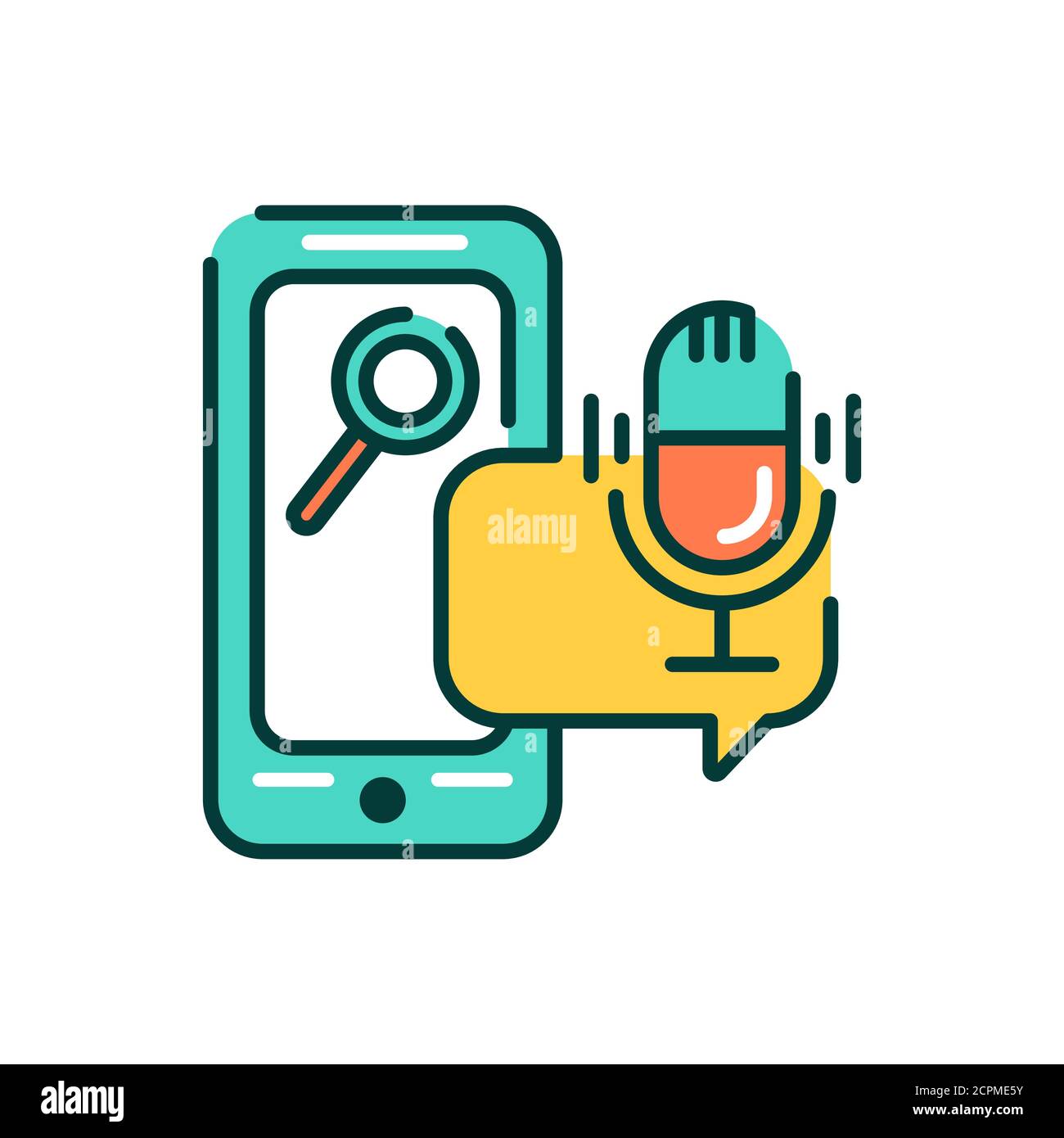 Voice Search mobile application in smartphone color line icon ...