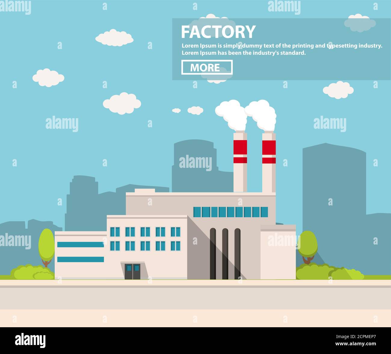 Industrial factory in flat style a vector an illustration.Plant or ...