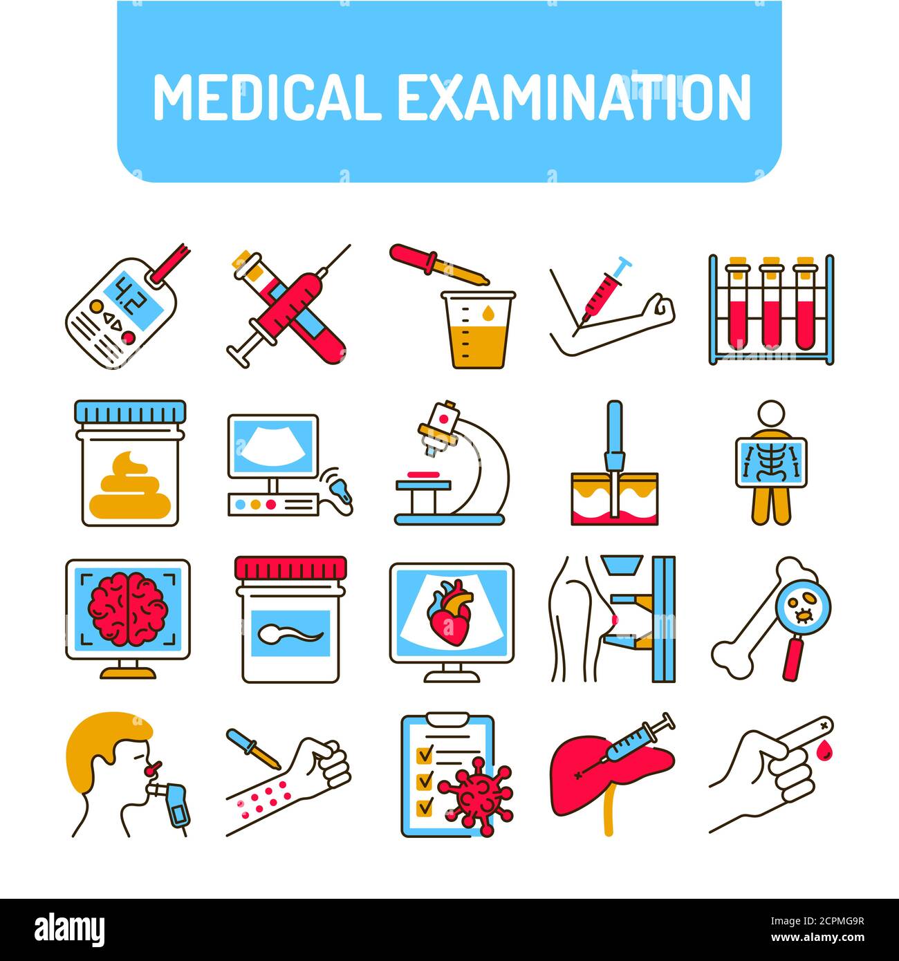 Medical tests color line icons set. Laboratory diagnostics. Pictograms ...